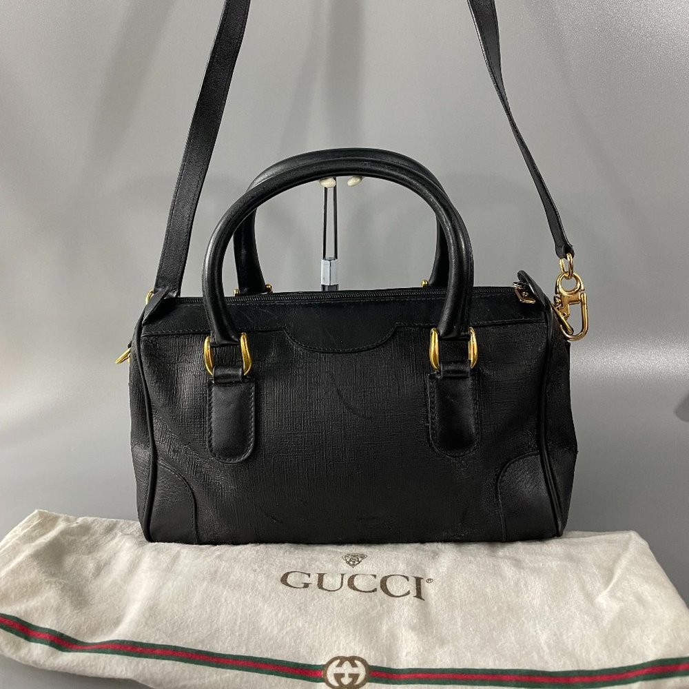 Authentic Vintage Gucci Black Canvas Leather Small Bo… - Gem